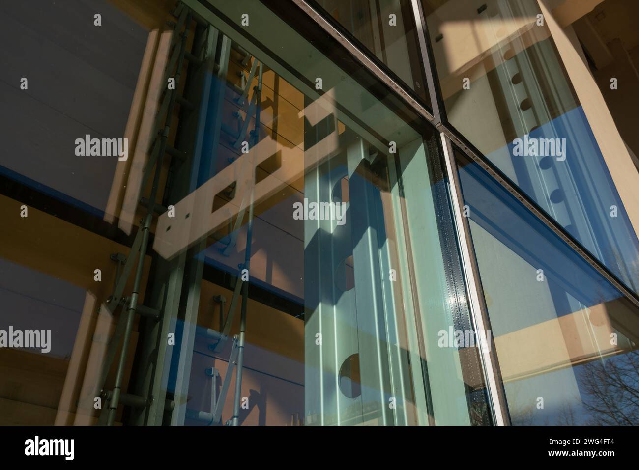 high efficiency window, detail of double glazing on a building with ...