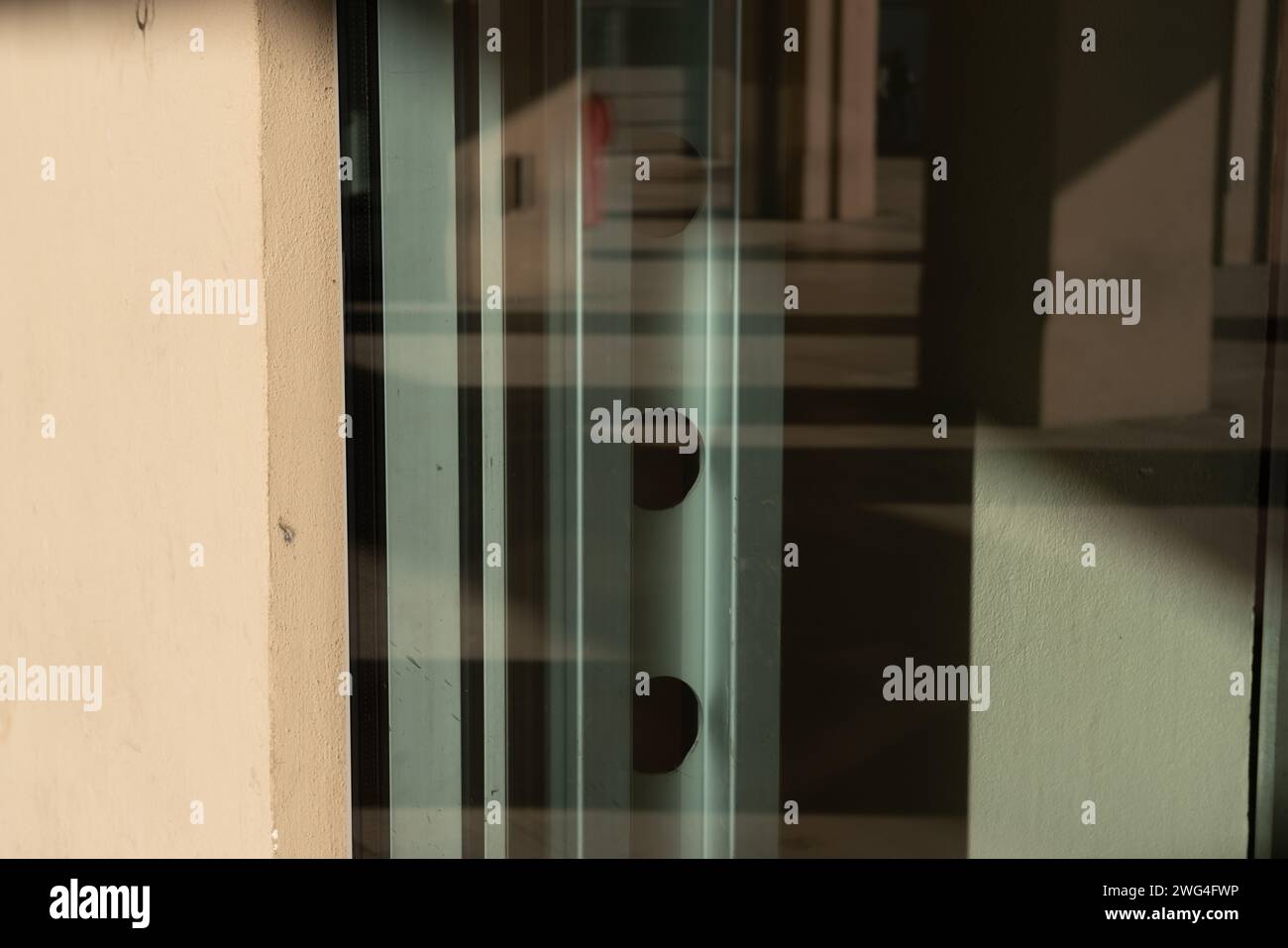 high efficiency window, detail of double glazing on a building with ...