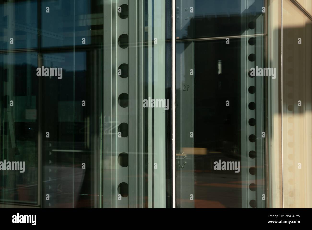 high efficiency window, detail of double glazing on a building with ...