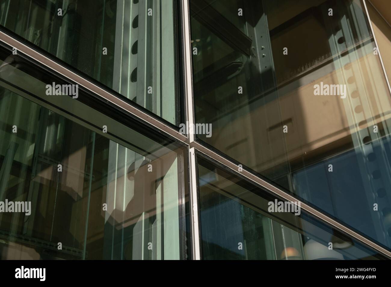 high efficiency window, detail of double glazing on a building with ...