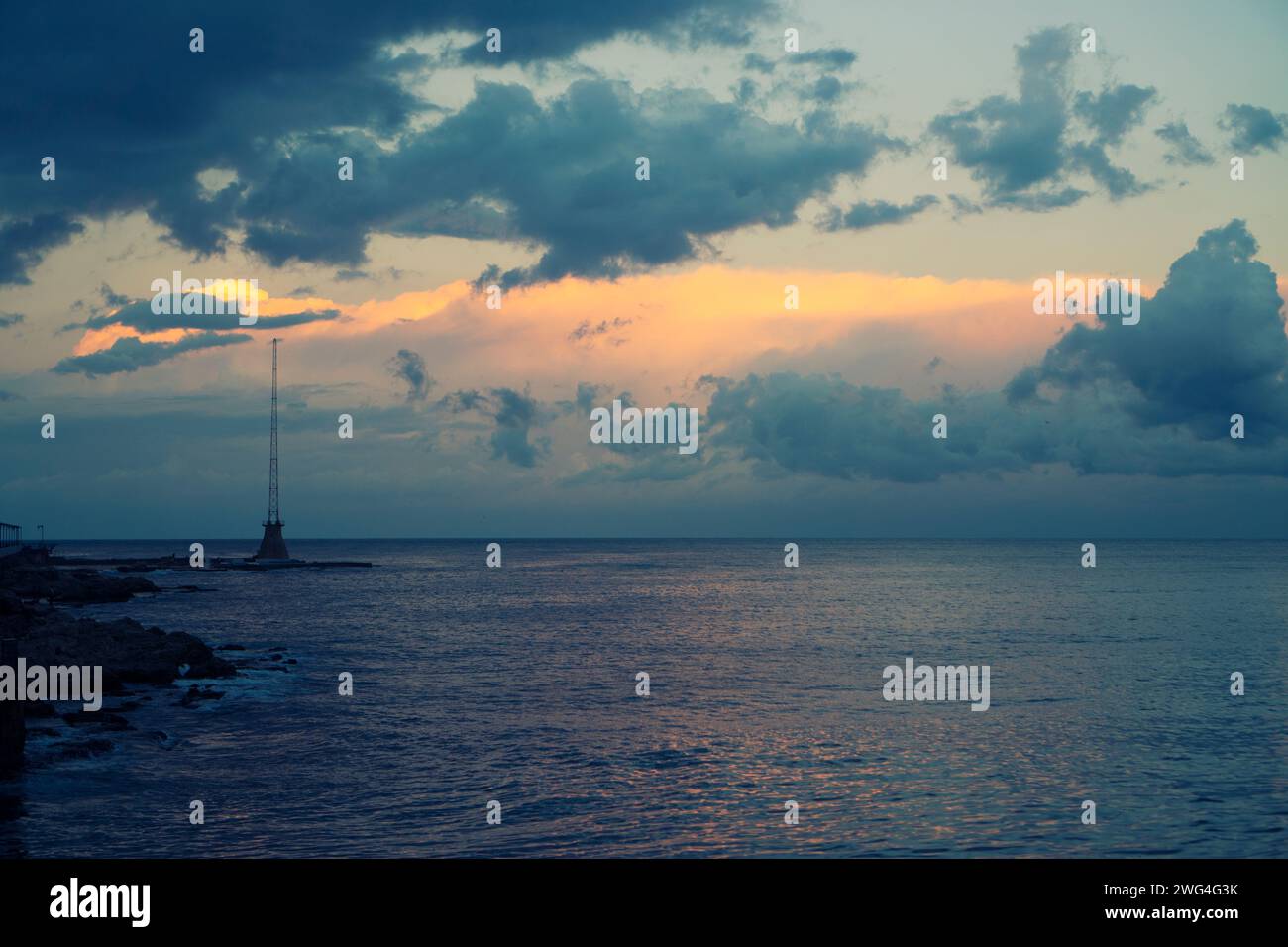 Beautiful sunrise scene Mediterranean sea Beirut Lebanon Middle East ...