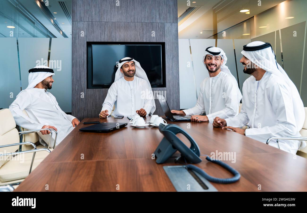 Group of corporate arab businessmen meeting in the office - Middle ...