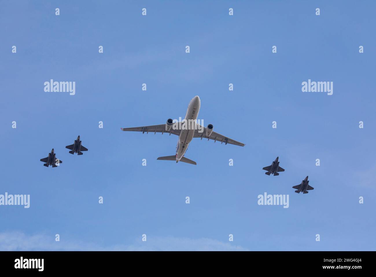 Royal Air Force F-35B Jets with RAF VIP Voyager 'Vespina' flypast to ...
