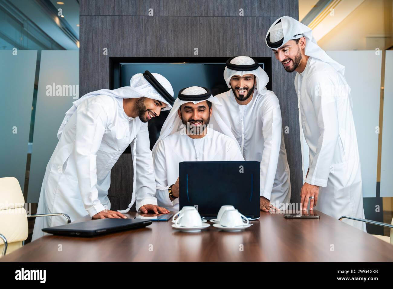 Group of corporate arab businessmen meeting in the office - Middle ...