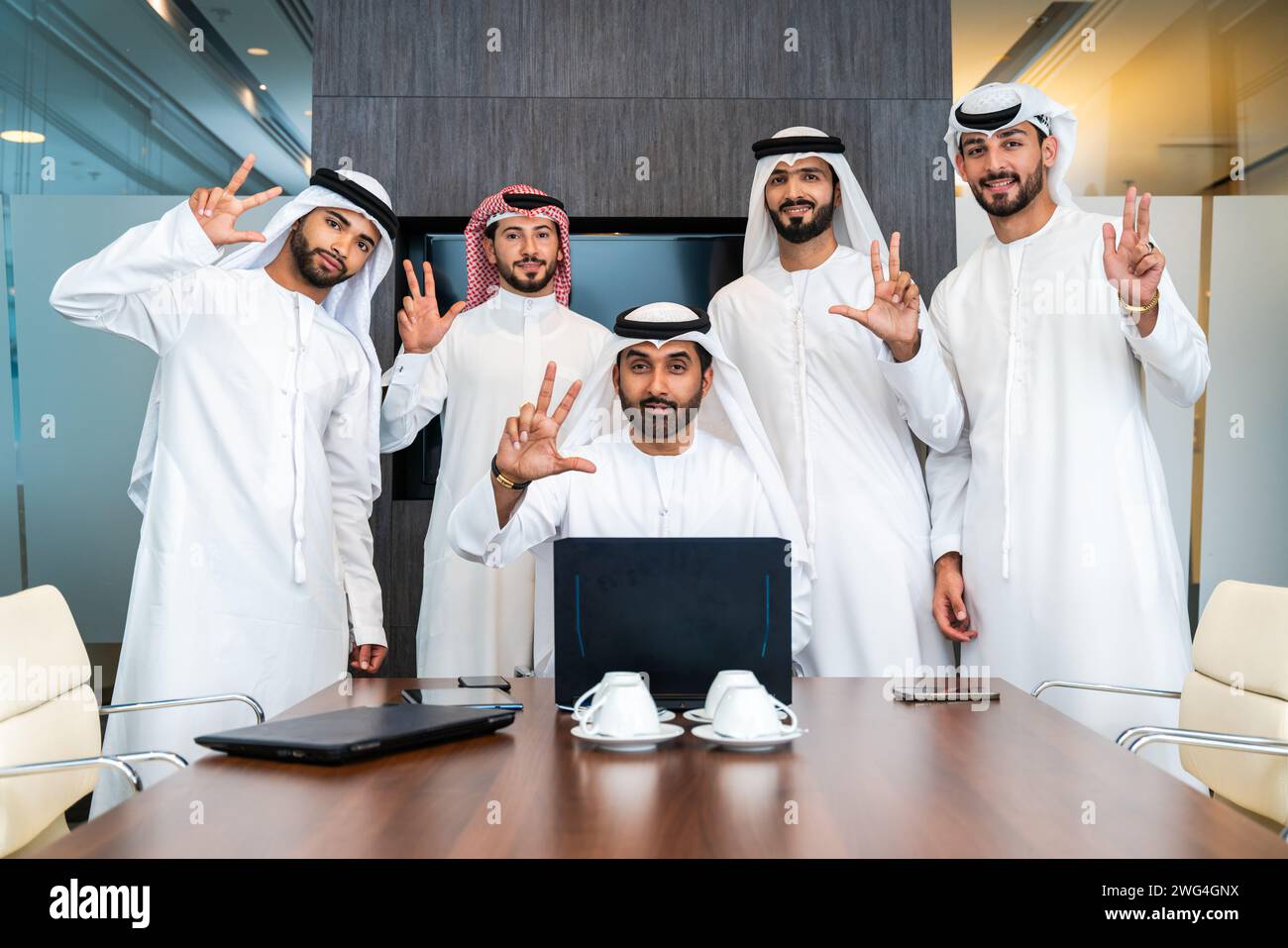 Group of corporate arab businessmen meeting in the office - Middle ...