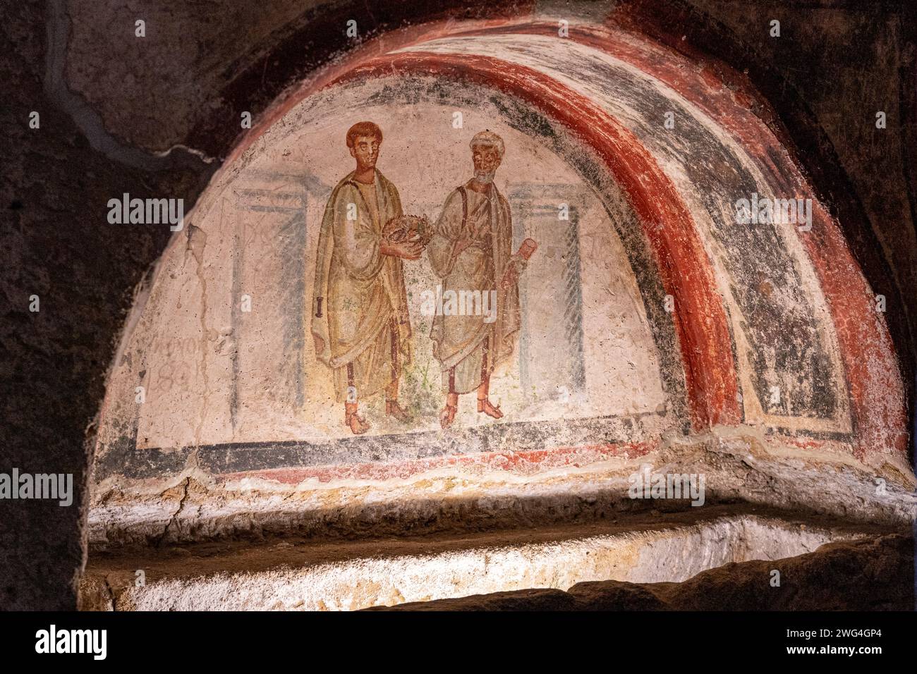 Fresco in the catacombs of San Gennaro in Naples. Italy, Europe Stock ...