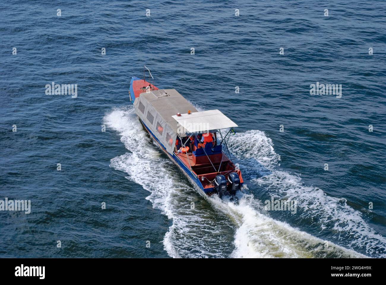 The Port Gentil Pilot Boat heading back into Port after delivering the ...