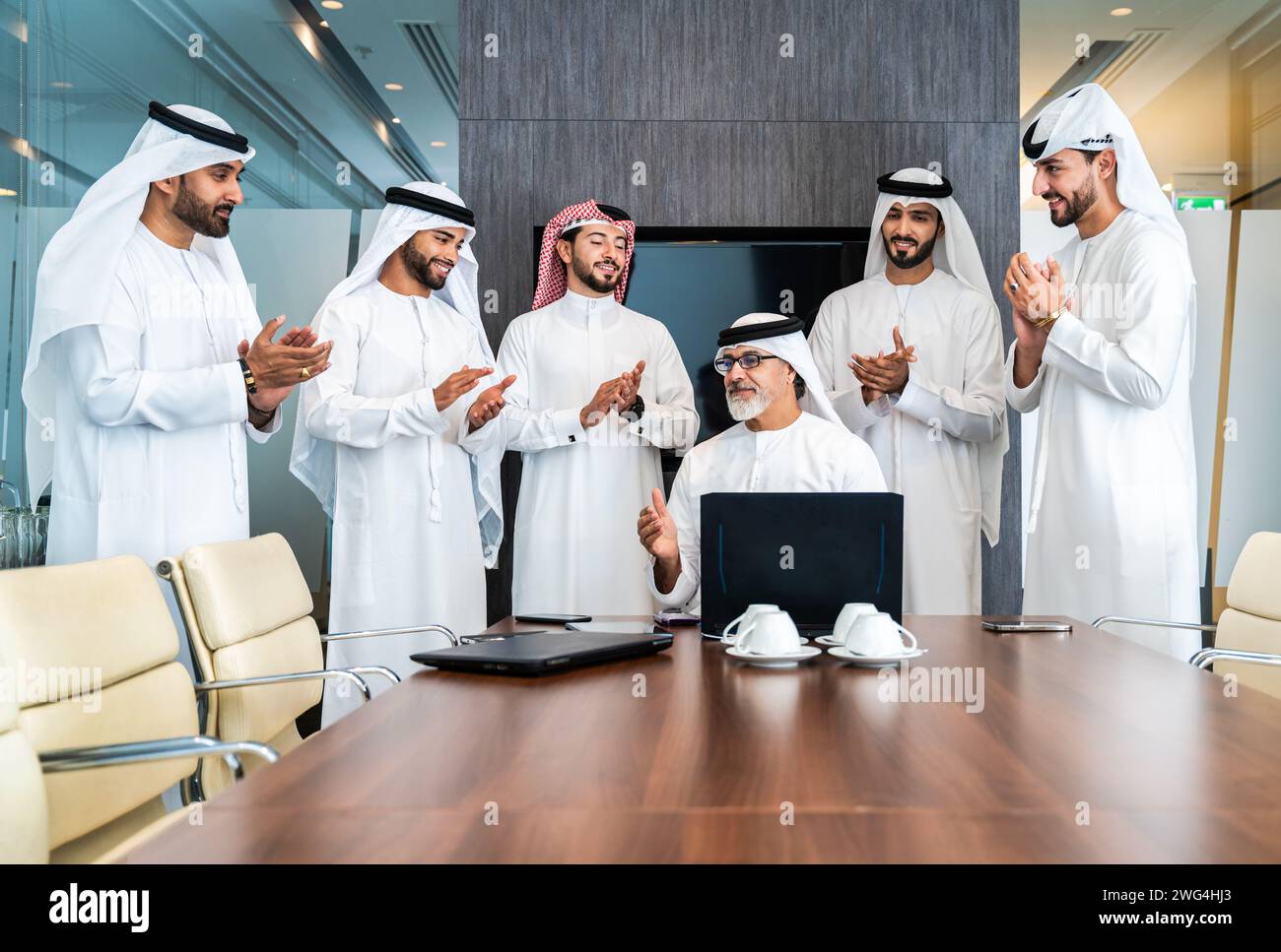 Group of corporate arab businessmen meeting in the office - Middle ...