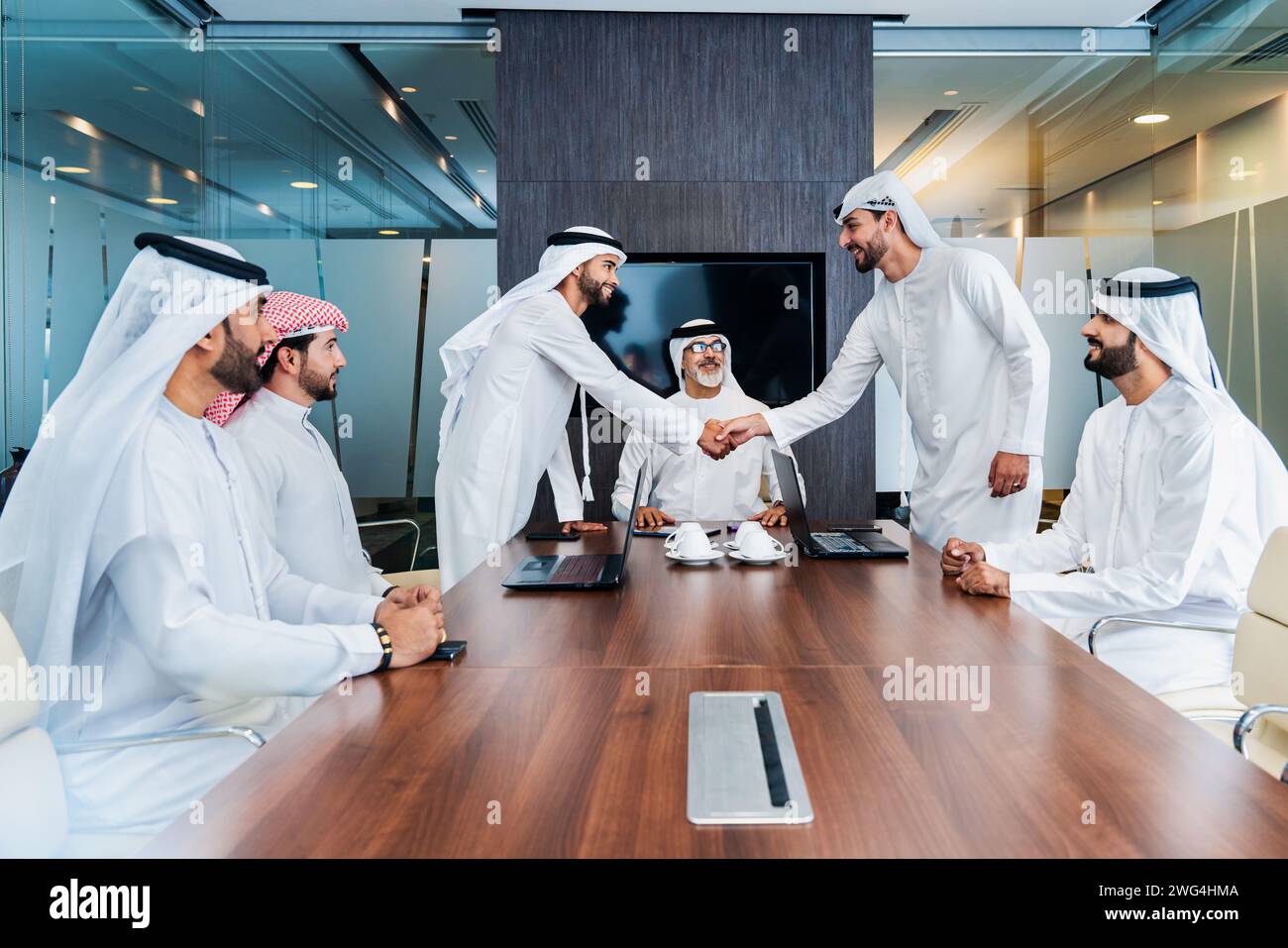 Group of corporate arab businessmen meeting in the office - Middle ...