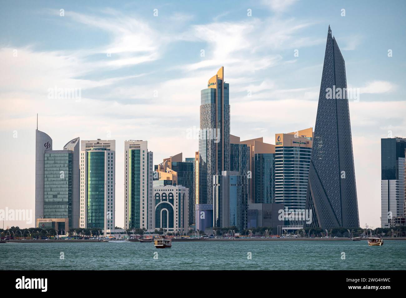 Doha, Qatar - February 02, 2024: The Panoramic skyline of Doha, Qatar ...