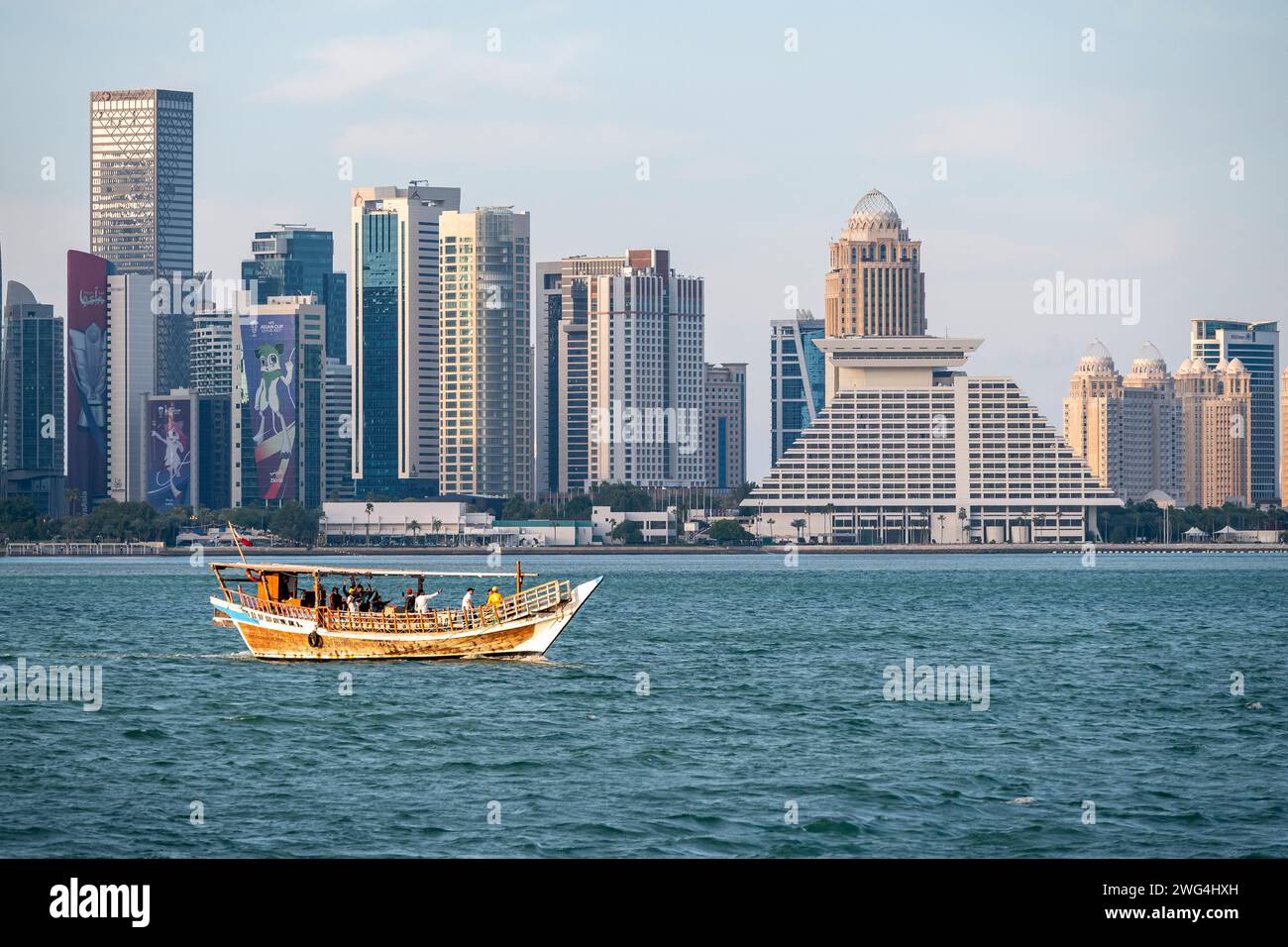Doha, Qatar - February 02, 2024: The Panoramic skyline of Doha, Qatar ...