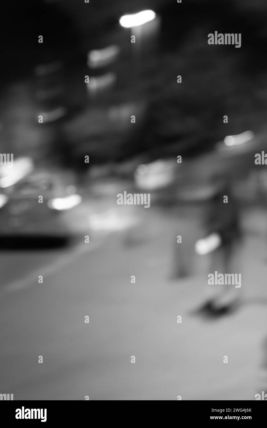 black and white abstract and artistic themed shake effect, night street ...