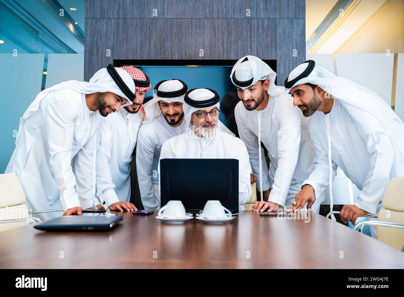 Group of corporate arab businessmen meeting in the office - Middle ...