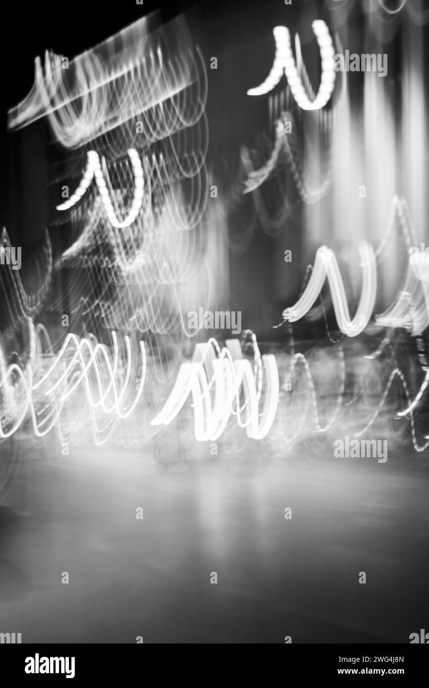 black and white abstract and artistic themed shake effect, night street ...