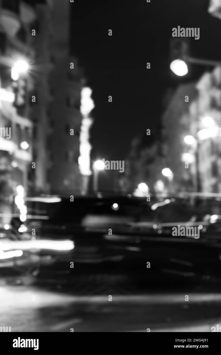 black and white abstract and artistic themed shake effect, night street ...