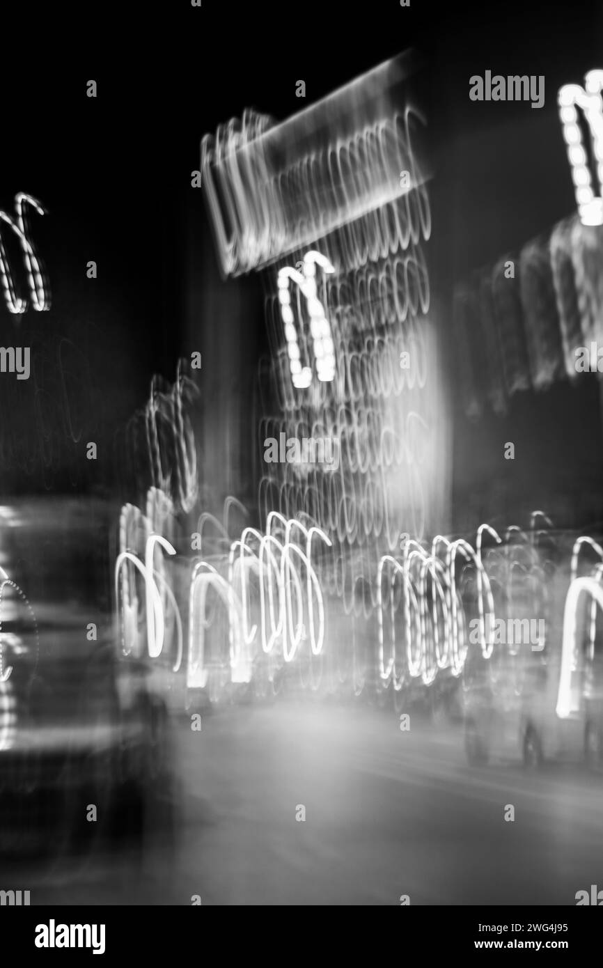 black and white abstract and artistic themed shake effect, night street ...