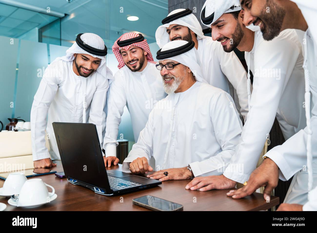 Group of corporate arab businessmen meeting in the office - Middle ...
