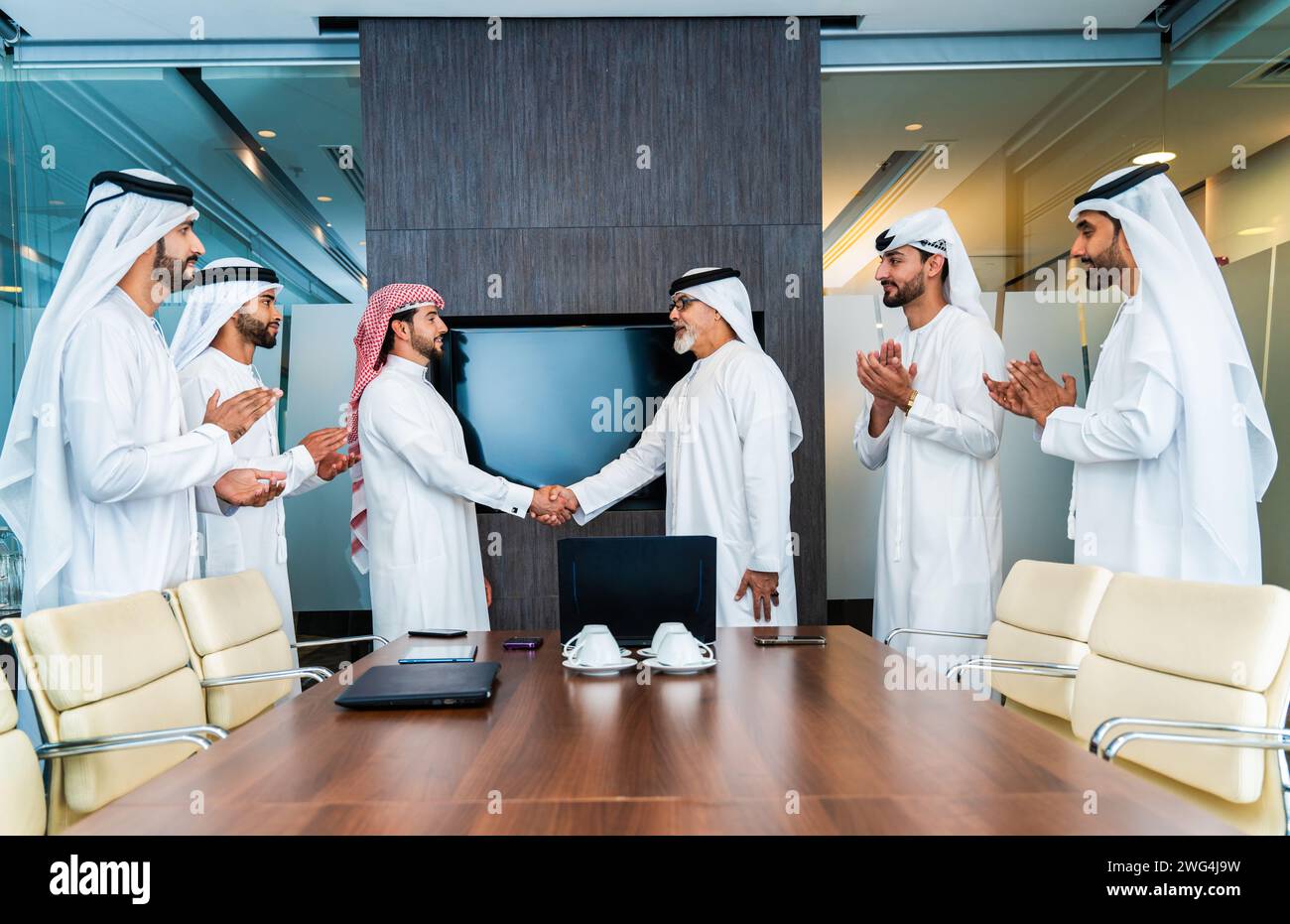 Group of corporate arab businessmen meeting in the office - Middle ...