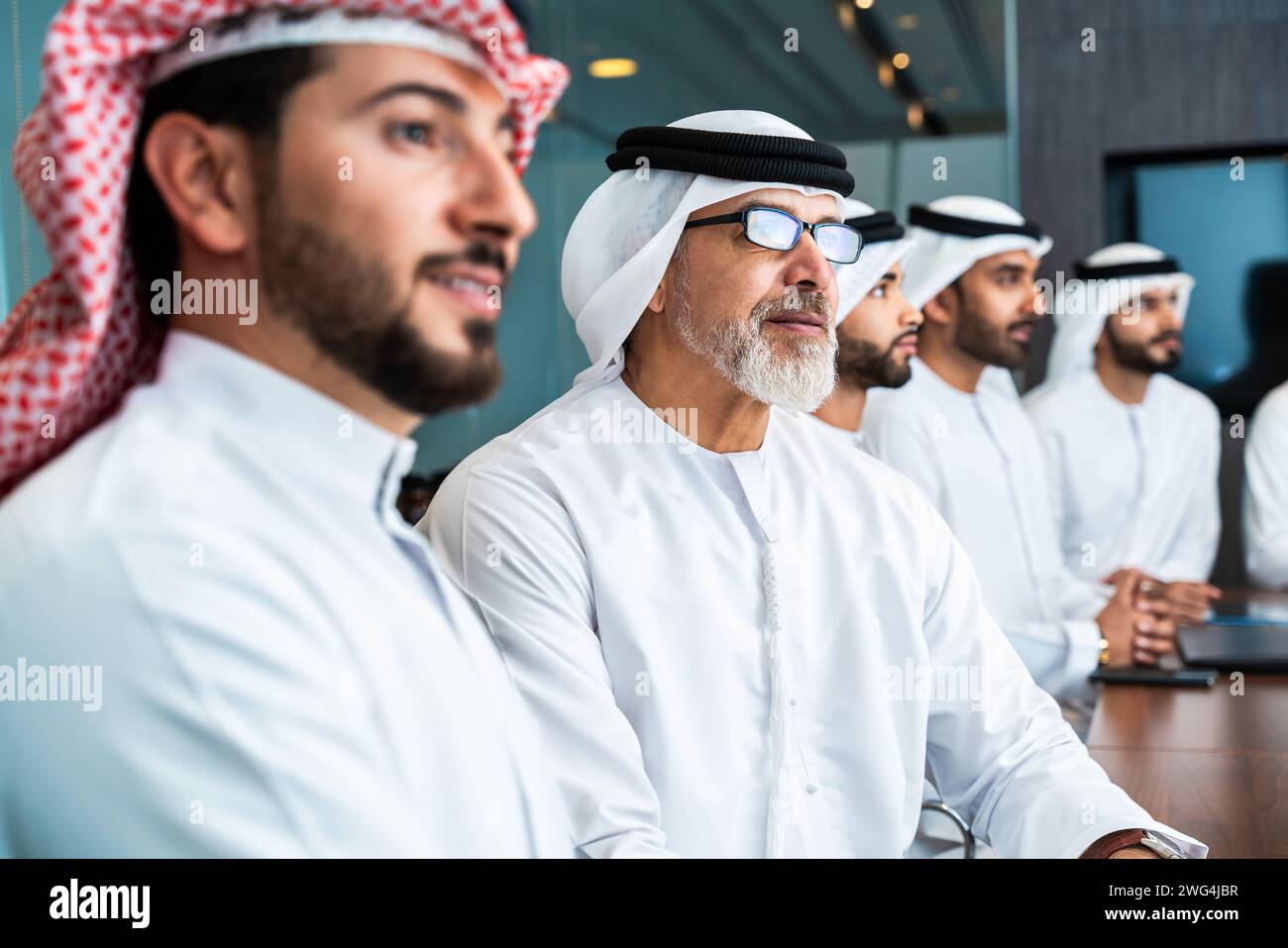 Group of corporate arab businessmen meeting in the office - Middle ...