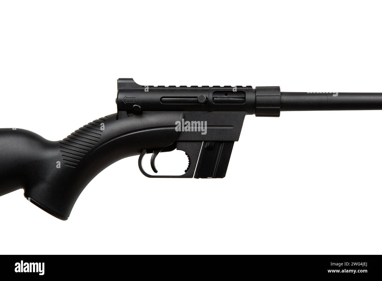 Small-bore bolt rifle in a plastic stock of .22lr. Small rifled weapon ...