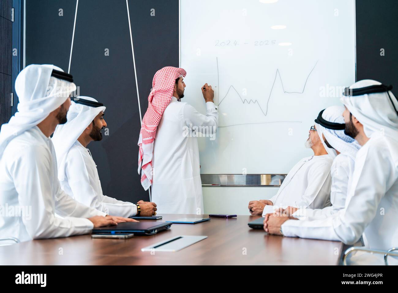 Group of corporate arab businessmen meeting in the office - Middle ...