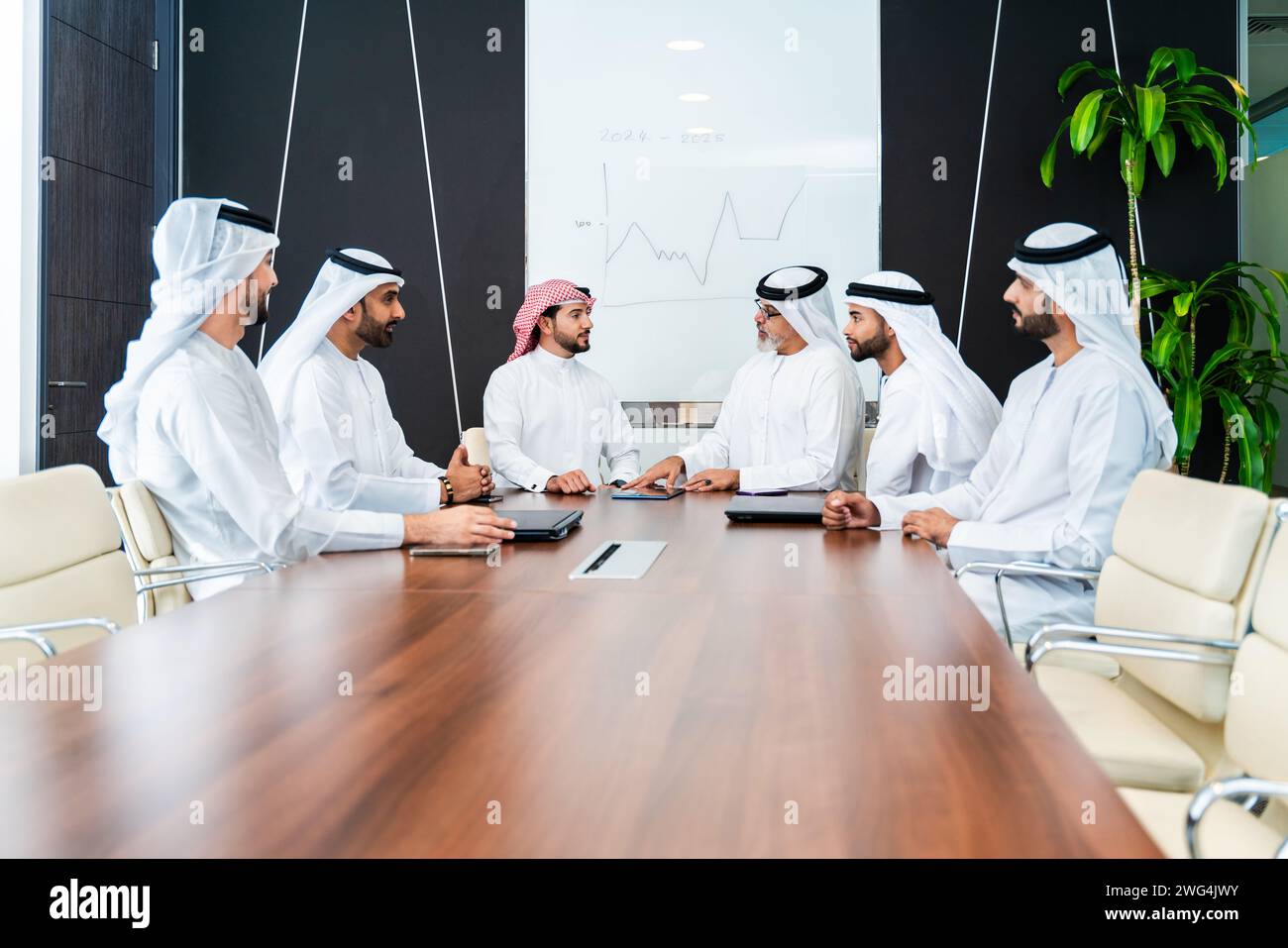 Group of corporate arab businessmen meeting in the office - Middle ...