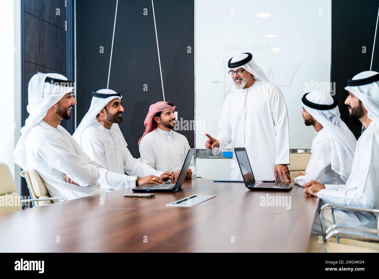 Group of corporate arab businessmen meeting in the office - Middle ...