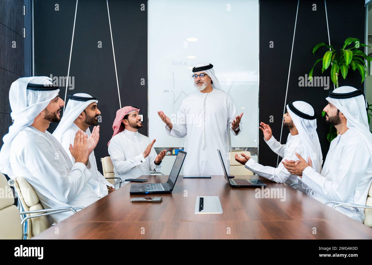 Group of corporate arab businessmen meeting in the office - Middle ...