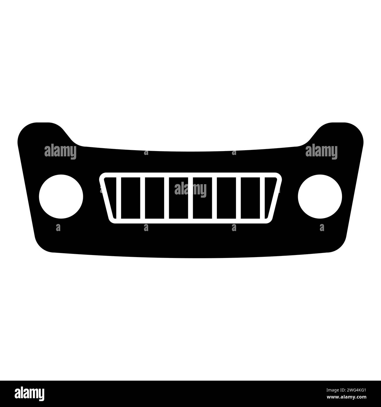 Car protection bumper icon, bumper with radiator grille and headlights ...