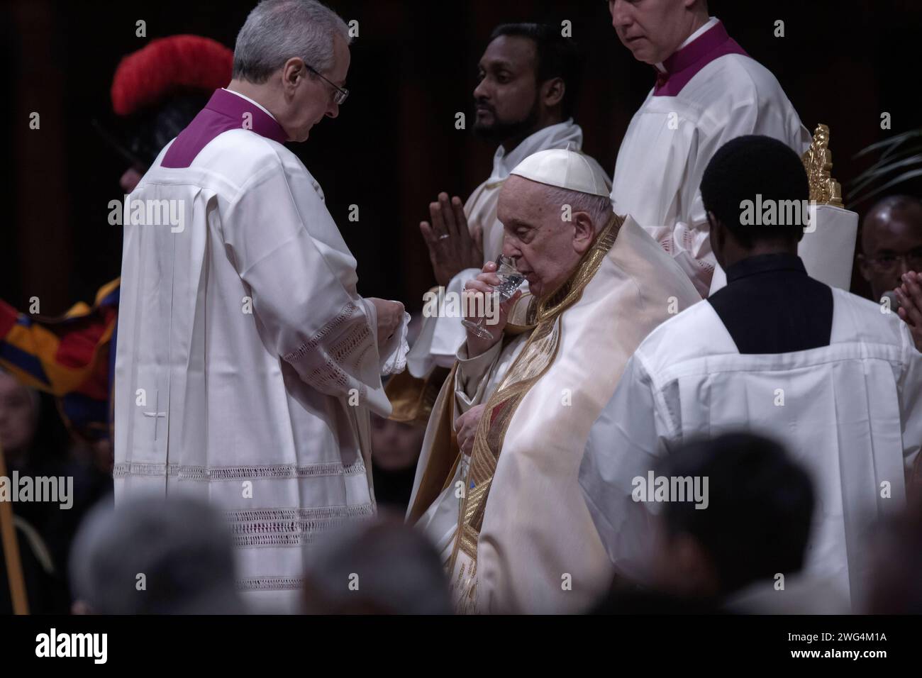 vatican city, vatican, 2 february 2024. Pope Francis presides the Holy ...