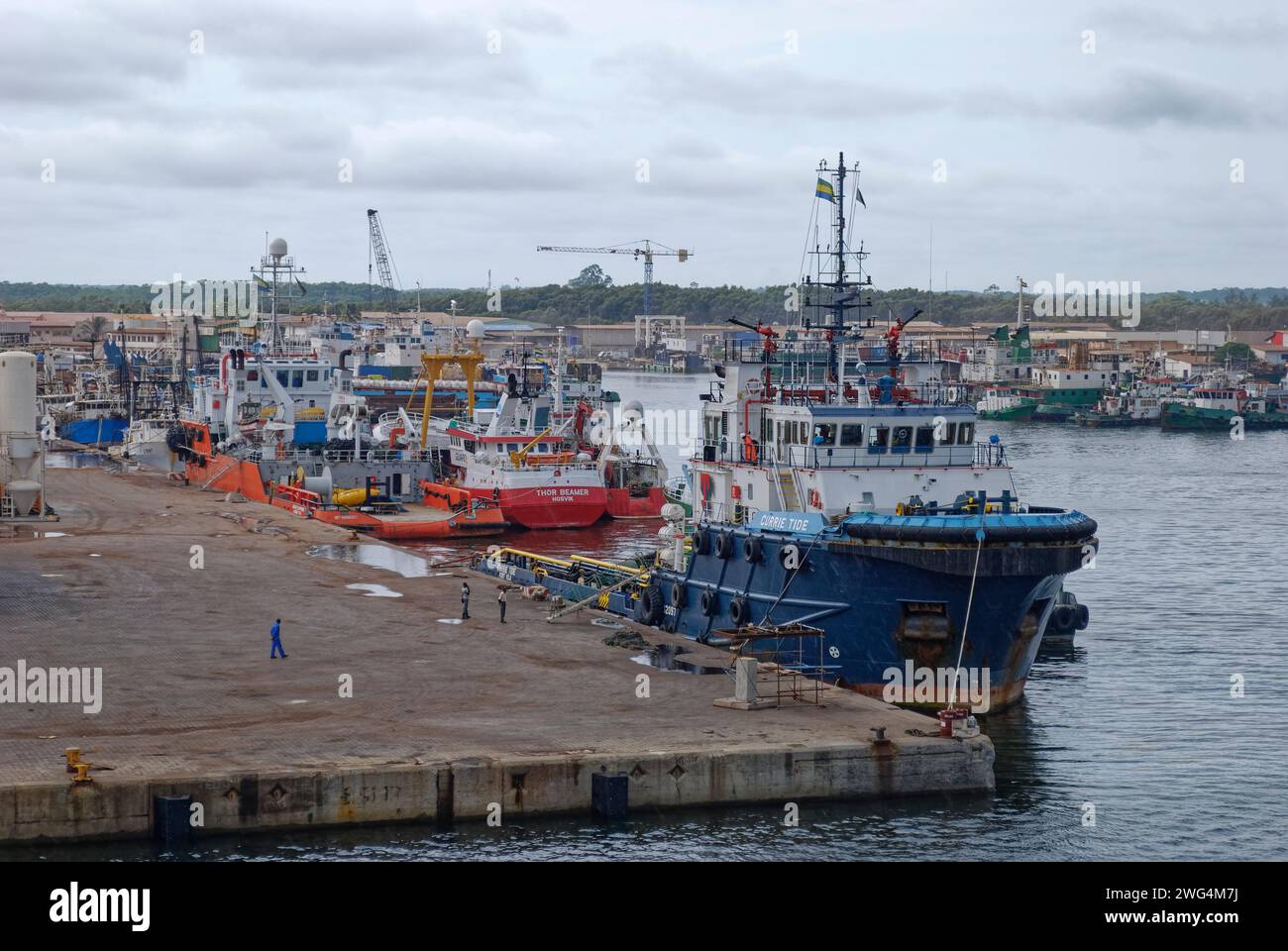 The Busy congested Fishing and Oil and Gas facility at Port Gentil in ...