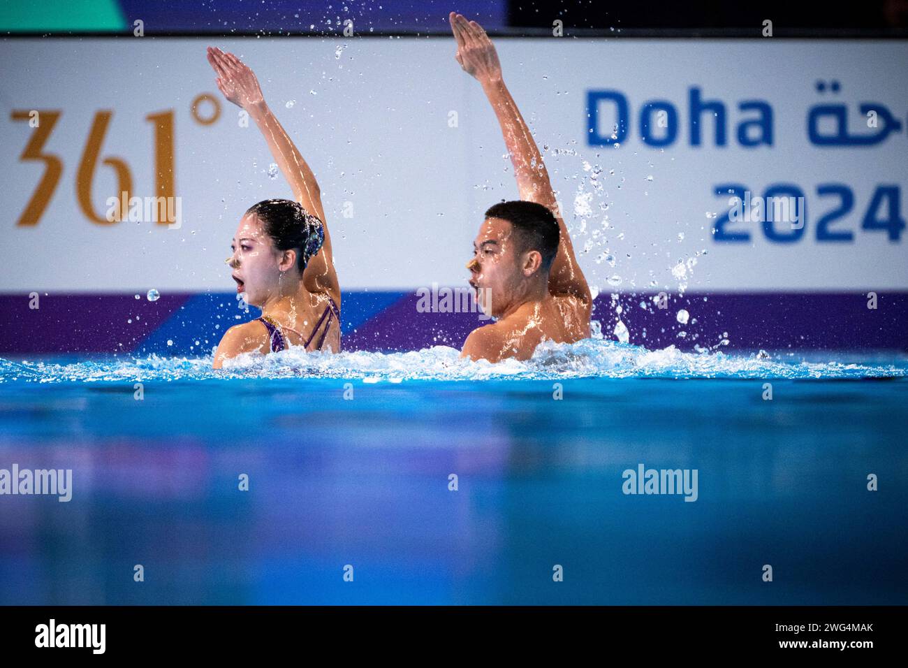 Doha, Qatar. 03rd Feb, 2024. Wentao Cheng and Haoyu Shi of China ...