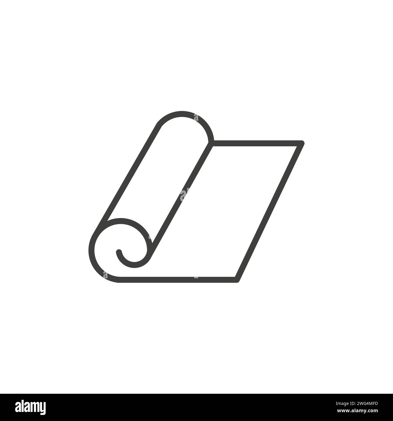 Vector outline icon of half rolled yoga mat isolated on white ...