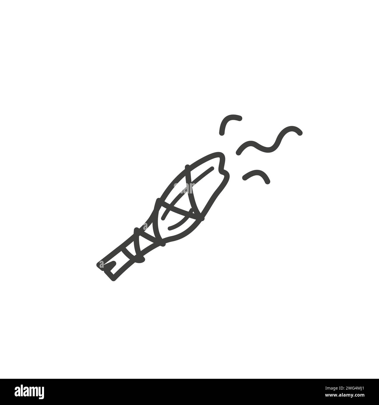 Sage smudge stick hand-drawn doodle style isolated illustration ...