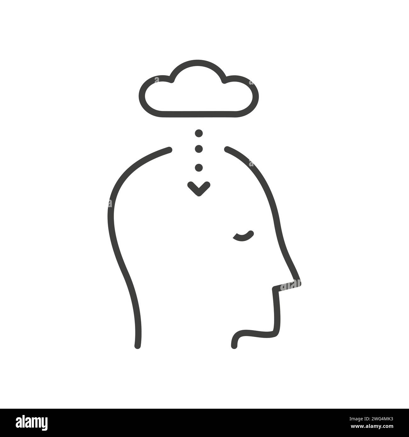 Vector Outline Icon Of Head With Cloud Storage And Arrow Machine Learning Artificial