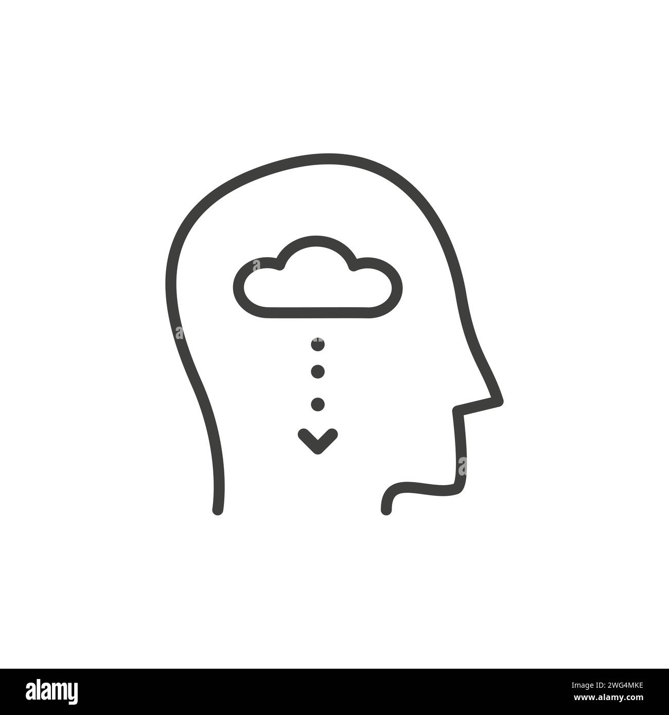 Vector Outline Icon Of Head With Cloud Storage And Arrow Machine Learning Artificial