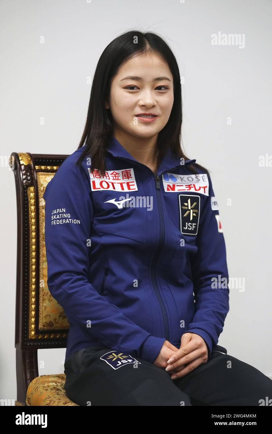Rinka Watanabe of Japan meets the press in Shanghai on Feb. 3, 2024, a ...