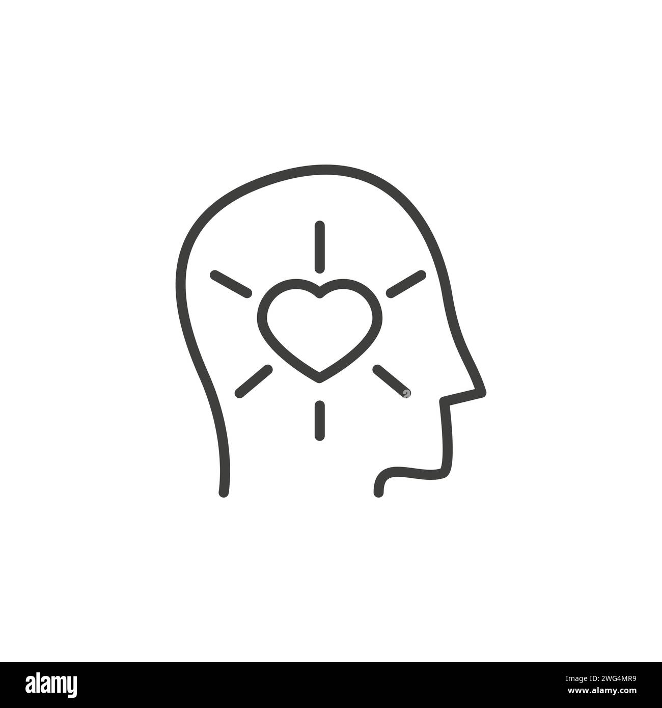 Human head linear silhouette with a heart inside. Empathy vector ...