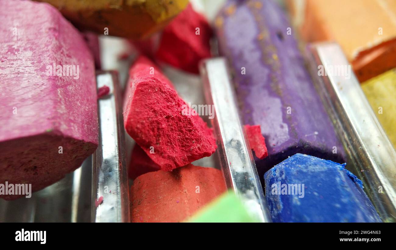 Macro blur photo of colorful crayon objects Stock Photo - Alamy