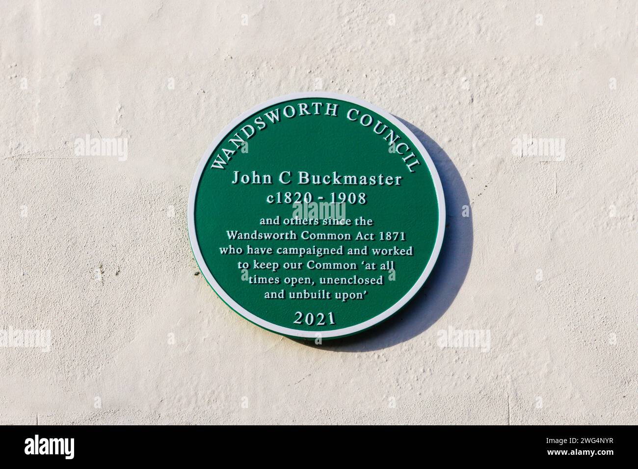 Plaque on Skylark Café commemorating John C Buckmaster and campaigners ...