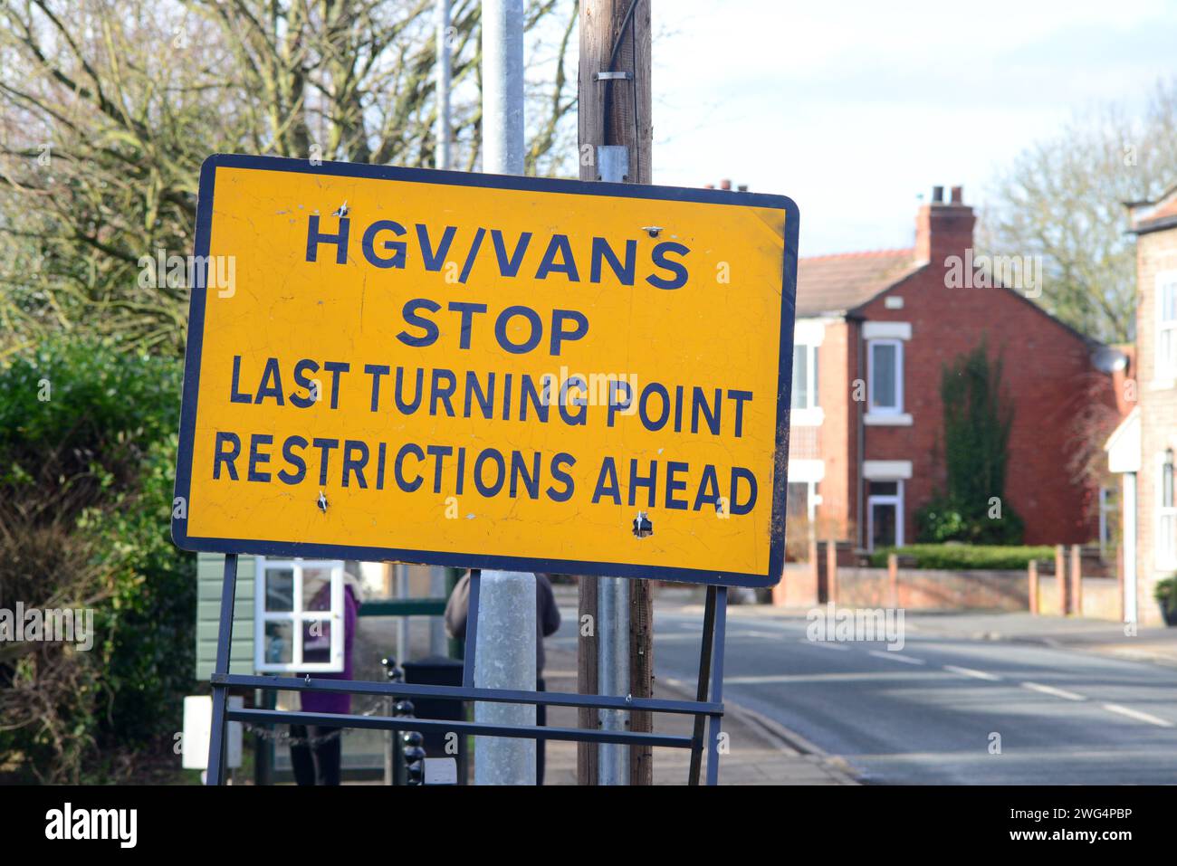 warning sign of width restriction in road ahead no access for hgv vans ...