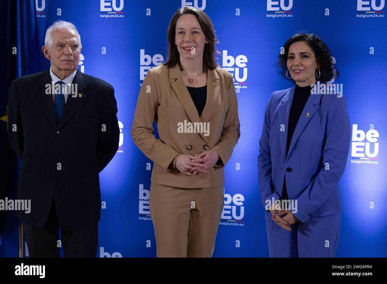 Netherlands' Foreign Minister Hanke Bruins Slot, center, poses for a ...