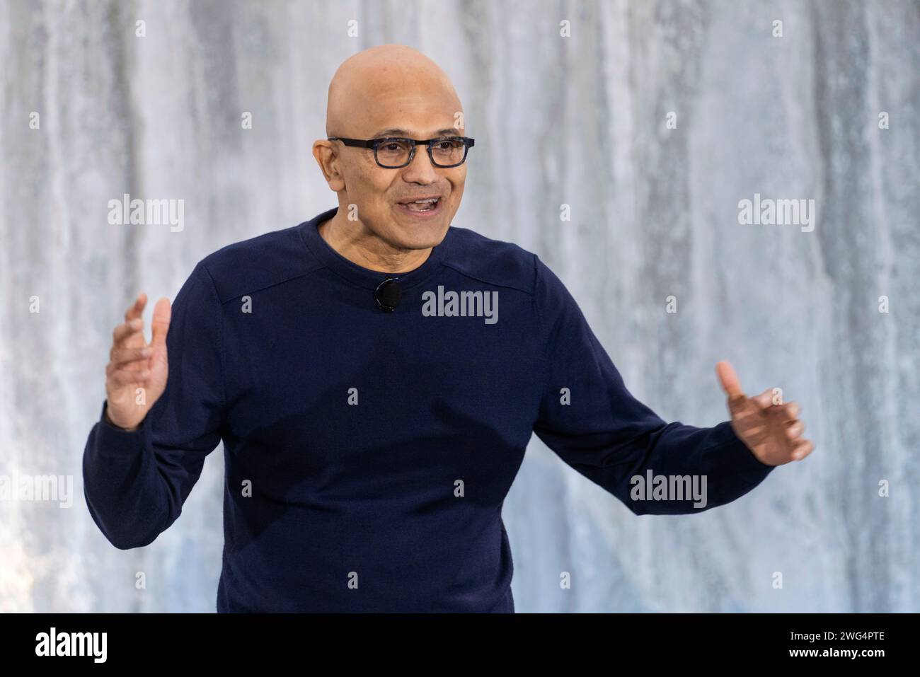 File - Microsoft CEO Satya Nadella speaks at the introduction of the ...
