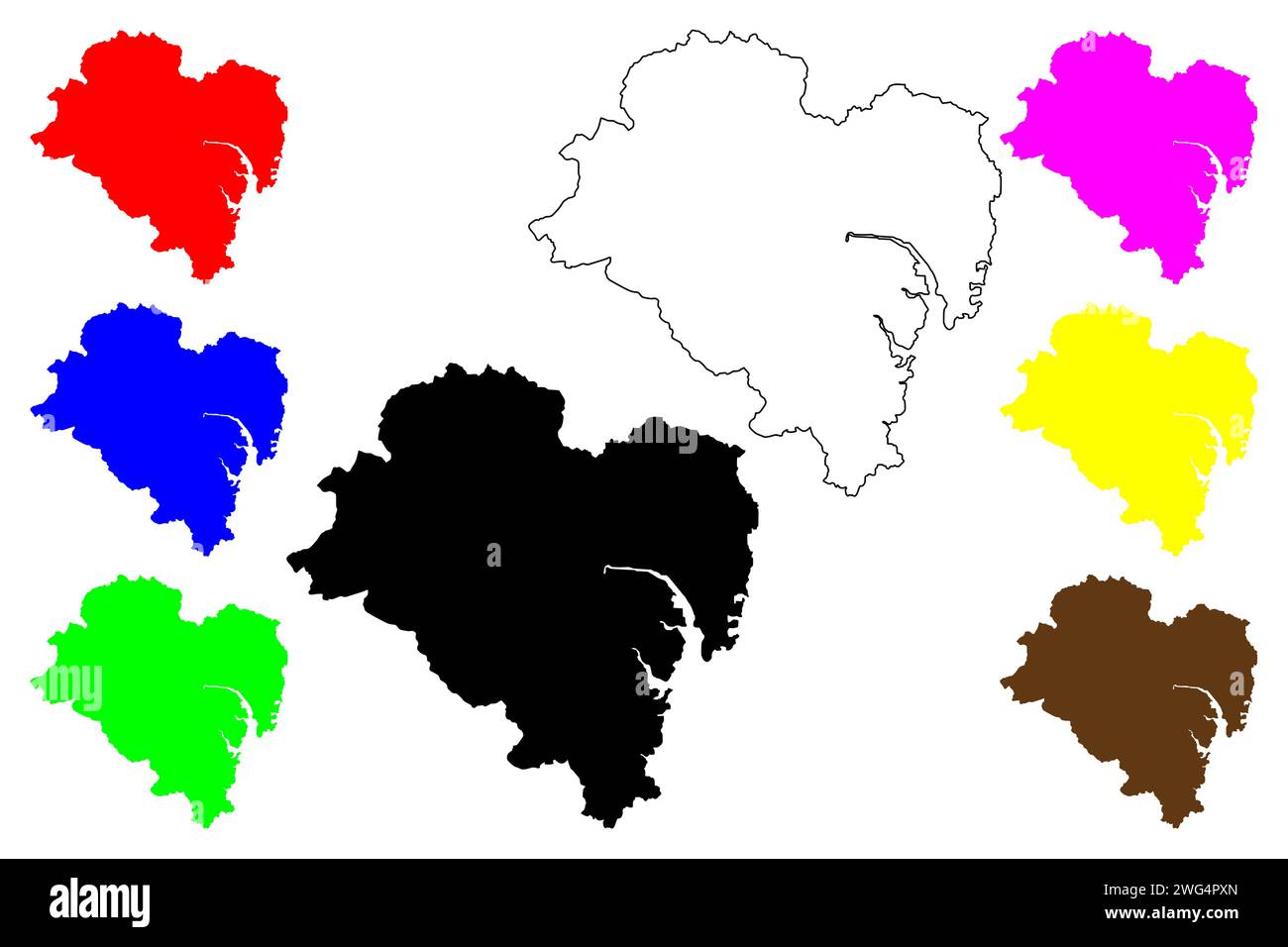 Ulsan city (South Korea, Republic of Korea, ROK) map vector ...