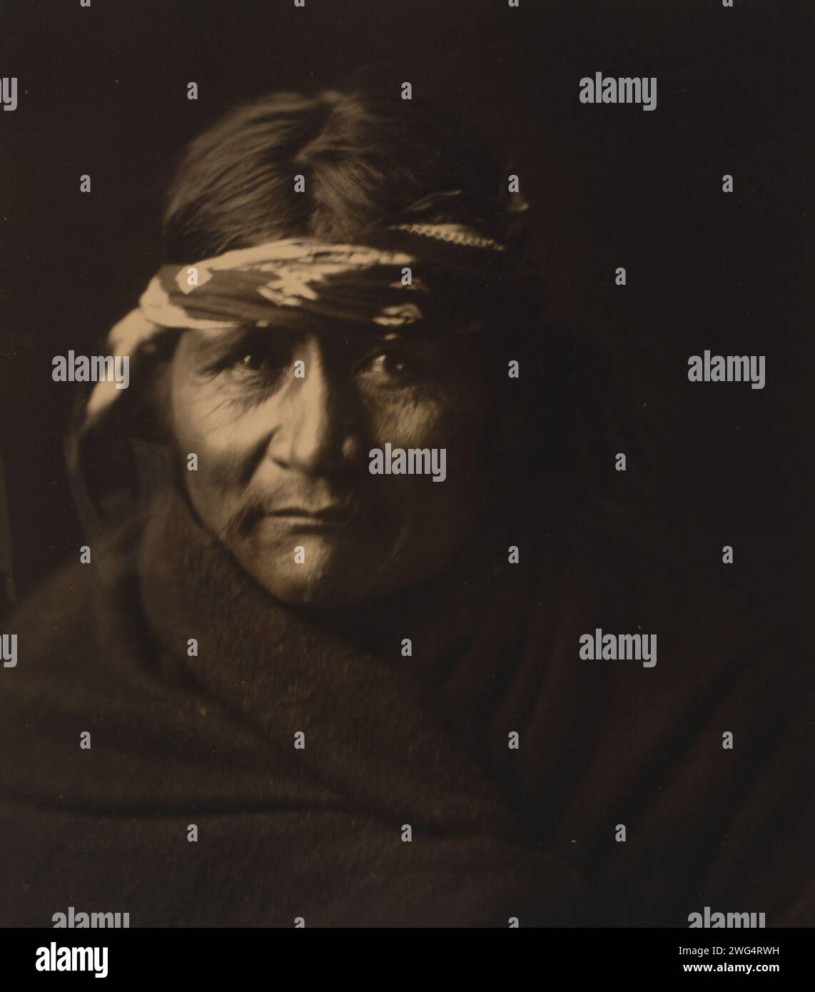 Navaho man, c1904. Head-and-shoulders portrait of a Navaho man wrapped ...