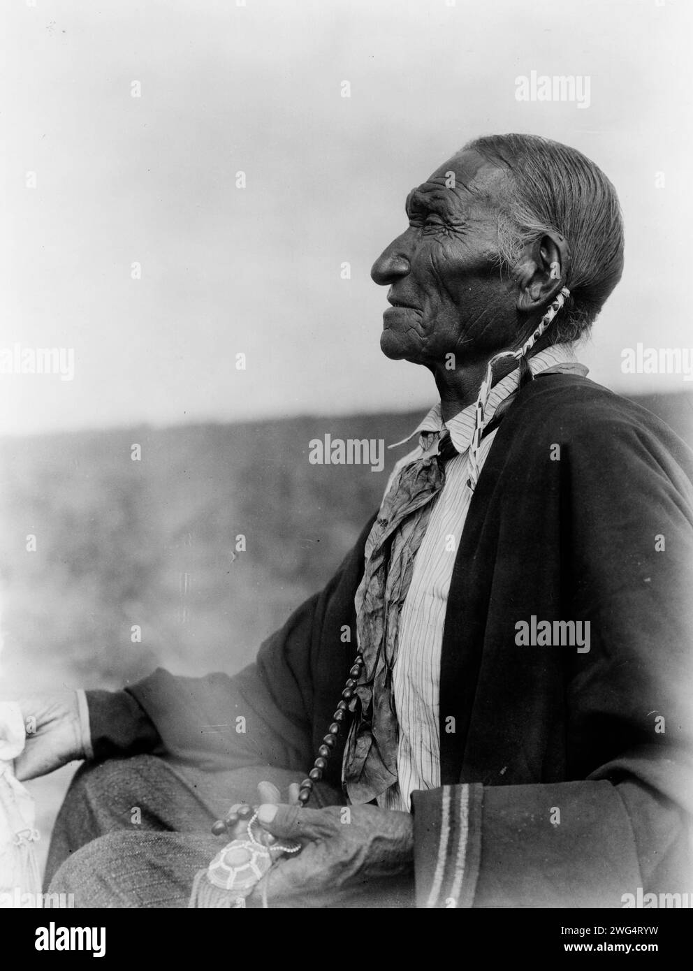 A Cheyenne Peyote leader, c1927. Man, three-quarter length, seated ...