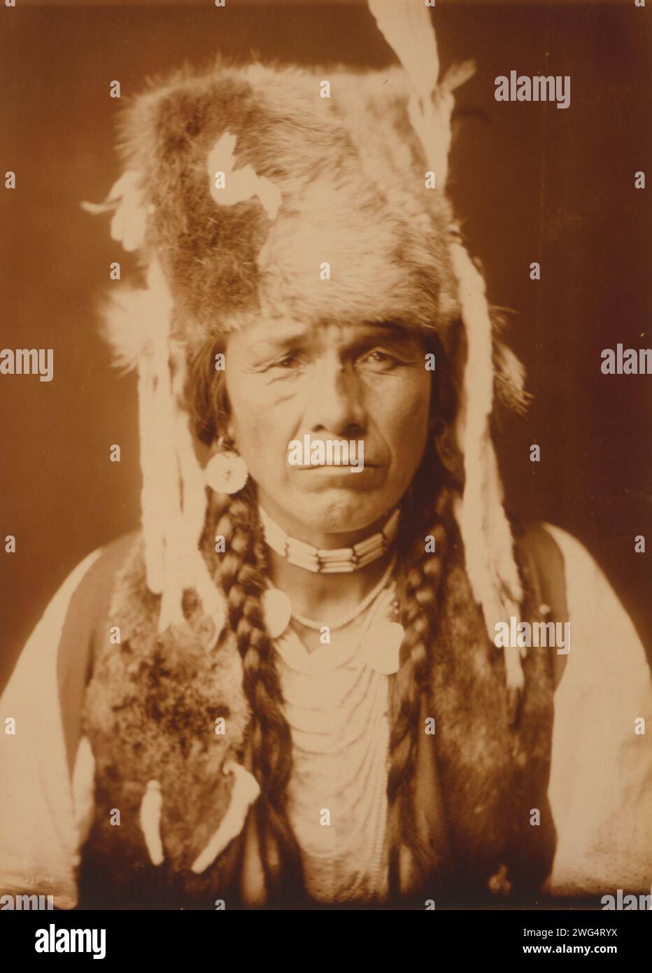 Nez Percé with furcap, c1904. Head-and-shoulders portrait of a Nez ...