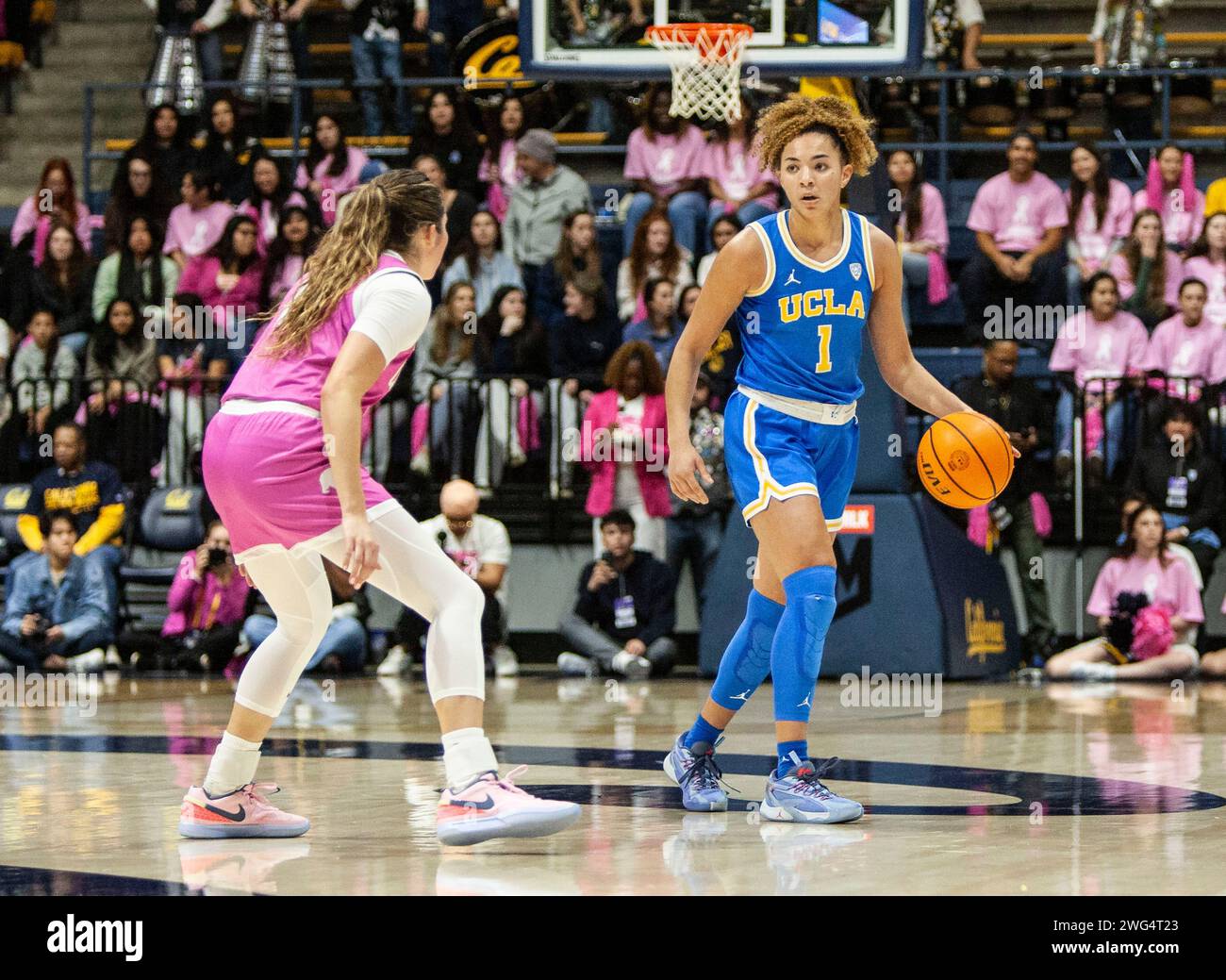 February 02 2024 Berkeley, CA U.S.A. UCLA guard Kiki Rice (1)looks to ...
