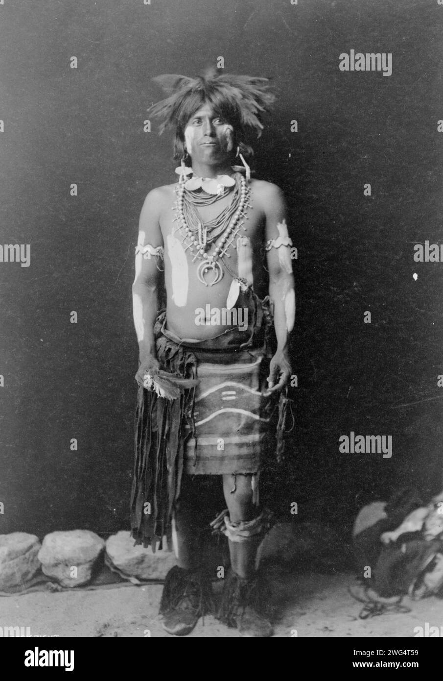 Snake dancer in costume, c1900. Hopi snake dancer, full-length portrait ...