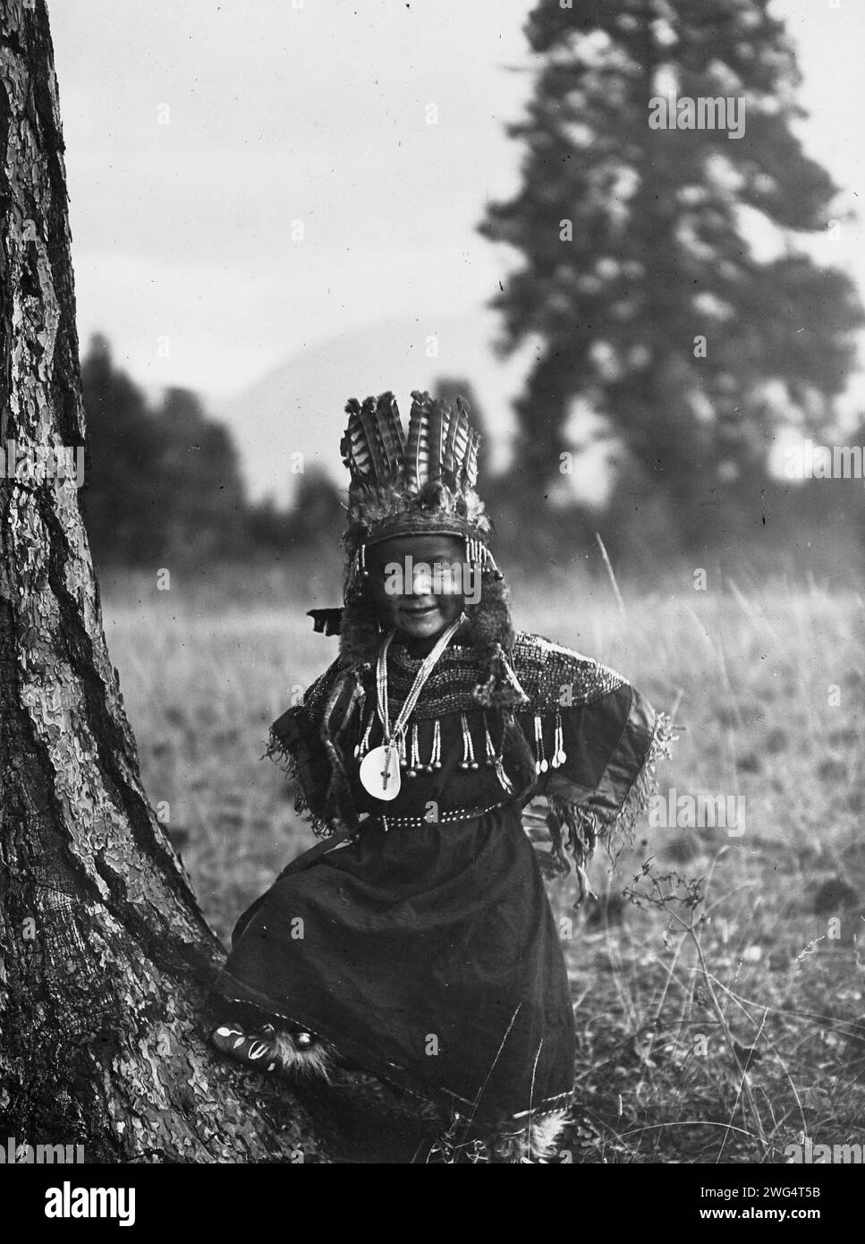 Flathead childhood, 1910, c1910. Salish Indian boy, posed, wearing ...